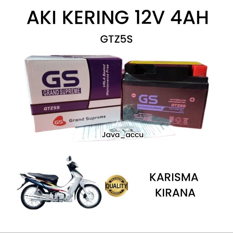 Jual AKI MOTOR KARISMA KIRANA AKI KERING GS AKI GS GRAND SUPREME GTZ5S ...