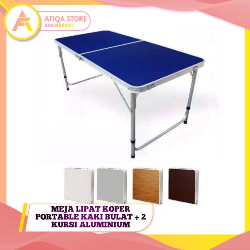 Jual Meja Lipat Koper Kaki Bulat / Meja Jualan Lipat portable / Meja Kamping Lipat Portable ...