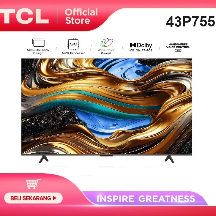 Jual TCL Smart Google TV 43 Inch 43" 43P755 P755 LED 4K UHD Dolby ...