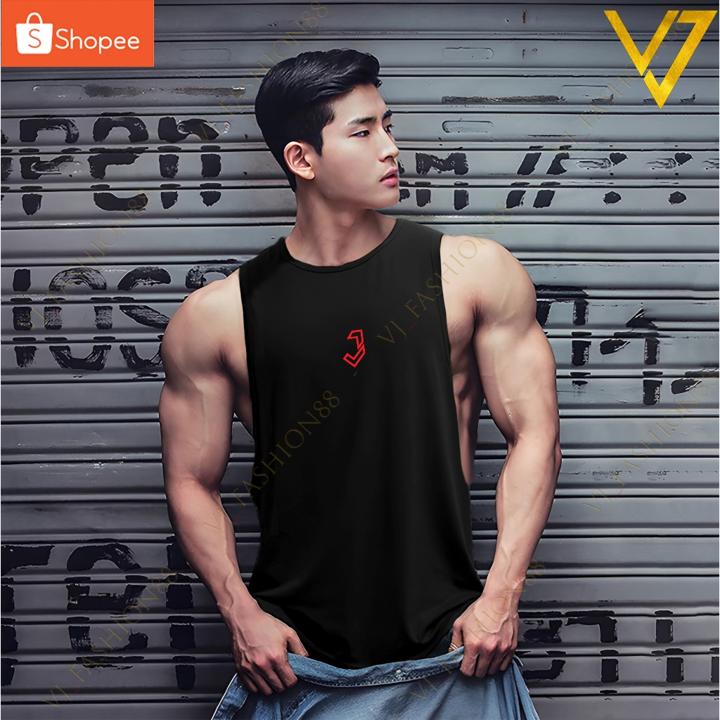 Jual SInglet Gym Fitness Olahraga Pria Belahan Low Cut / Deep Cut Motif ...