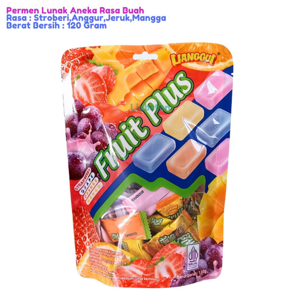 Jual Fruit Plus Permen Lunak Kunyah Rasa Aneka Buah Strawberry Anggur ...