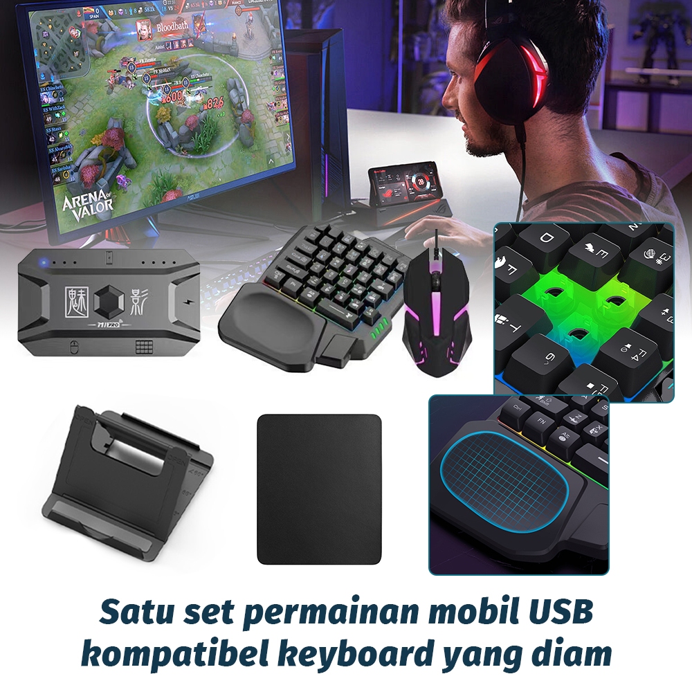 Jual Paket keyboard gaming dan Mouse/Single Hand Gaming RGB Keyboard dan mouse PUBG keyboard ...