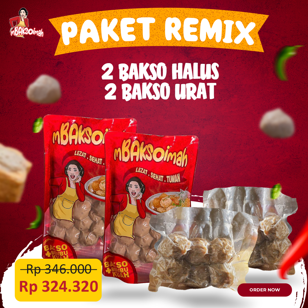 Jual mBAKSOimah Paket Remix (2 pack Bakso Halus dan 2 pack Bakso Urat ...
