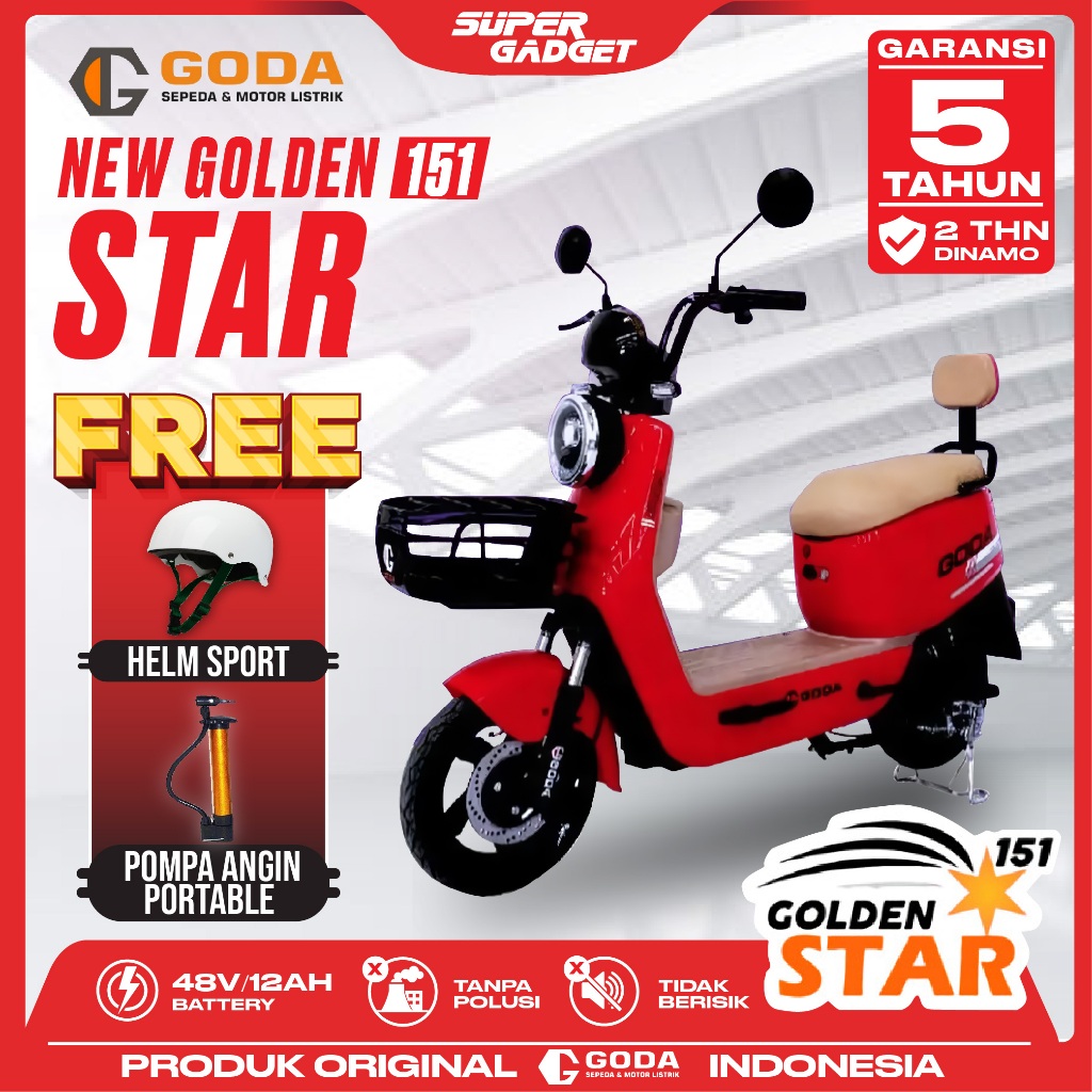 Jual GODA 151 STAR Sepeda Listrik 48/12 / 48V/12AH Selis New Electric Garansi Resmi | Shopee ...