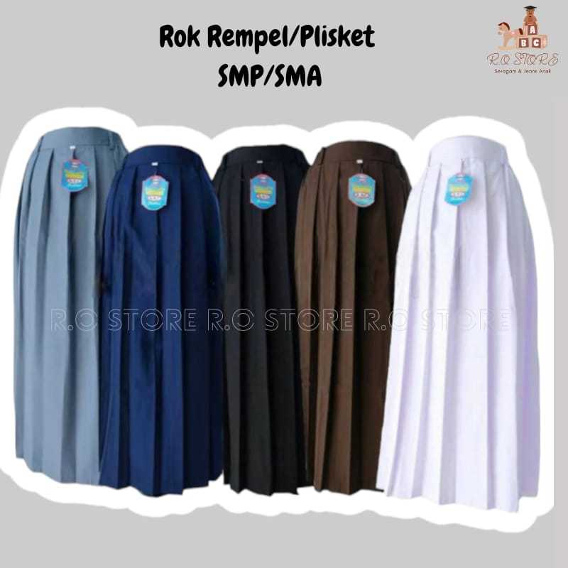 Jual Rok Sekolah Full Rempel Plisket SMP/SMA Kerja Abu SMA Biru SMP Coklat Pramuka Hitam Putih ...