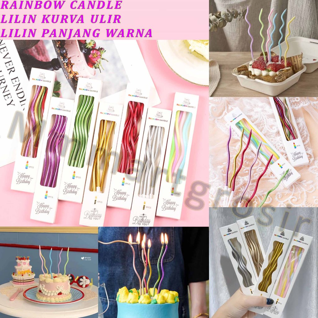 Jual Rainbow Candle / Lilin Kurva Ulir / Lilin Ulang Tahun Panjang ...