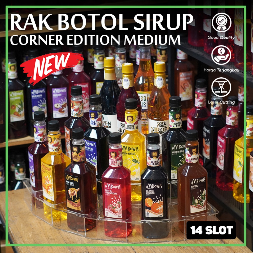 Jual Rak Akrilik Display Botol Sirup Corner Edition Medium Isi 14 ...