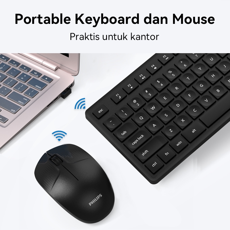 Jual Philips Keyboard Mouse Set Combo Wireless Silent Clicks Keystrokes ...