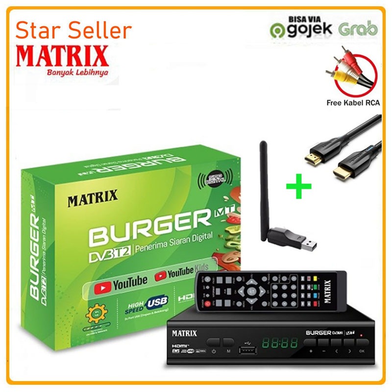 Jual Set Top Box STB TV Digital DVBT2 Matrix Apple Burger Hijau DVB-T2 ...