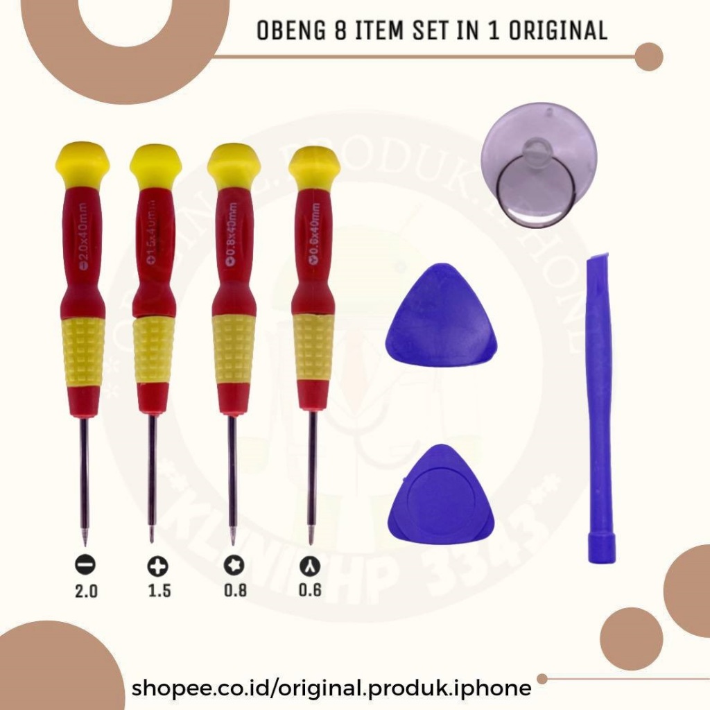 Jual 8 ITEM SET IN 1 OBENG HANDPHONE ORIGINAL | Shopee Indonesia