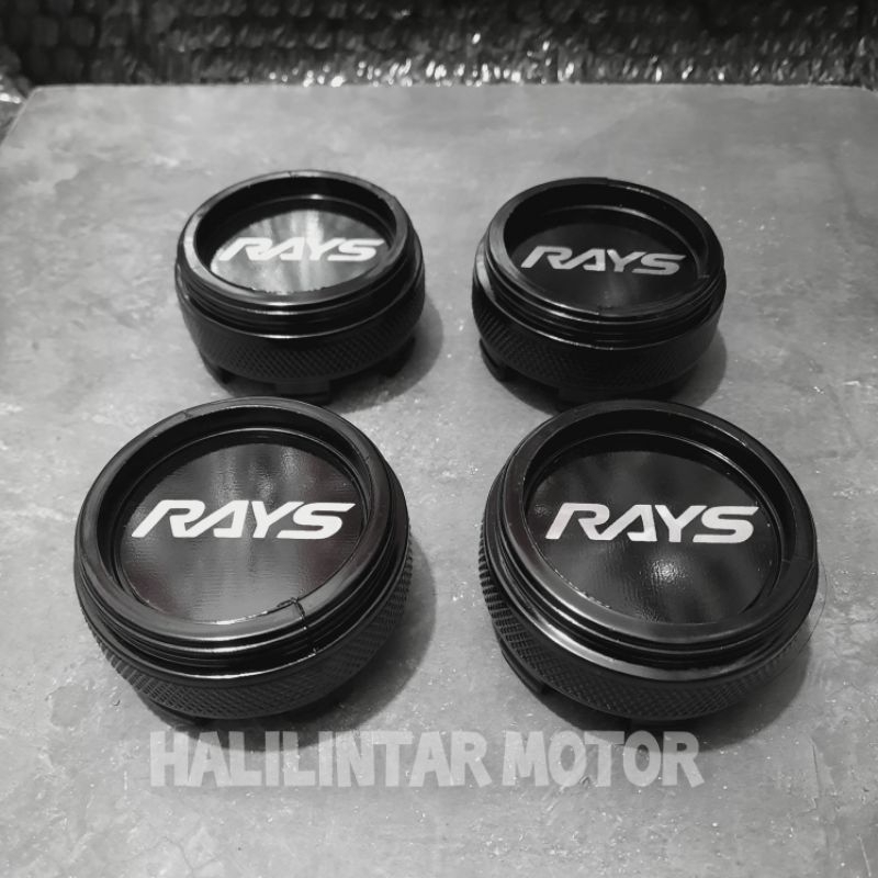 Jual Dop Roda tutup velg racing tabung hitam diameter 6cm motif RAYS ...