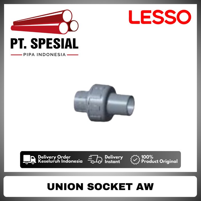 Jual Water Mur Moor Polos AW PVC Lesso / Union Socket AW 1/2 Inch PVC ...
