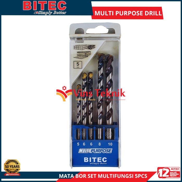 Jual Mata Bor Set Multifungsi BITEC Multi Purpose Drill Bits Set 5pcs | Shopee Indonesia