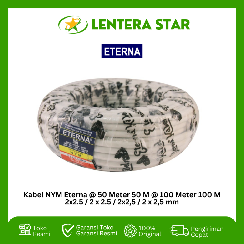 Jual Kabel NYM Eterna @ 50 Meter 50 M @ 100 Meter 100 M 2x2.5 / 2 x 2.5 ...