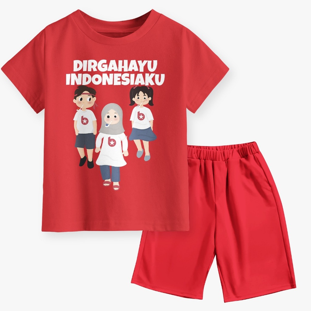 Jual Setelan Pendek Agustusan Motif Balap Kelereng Anak Usia 1-10 Tahun ...