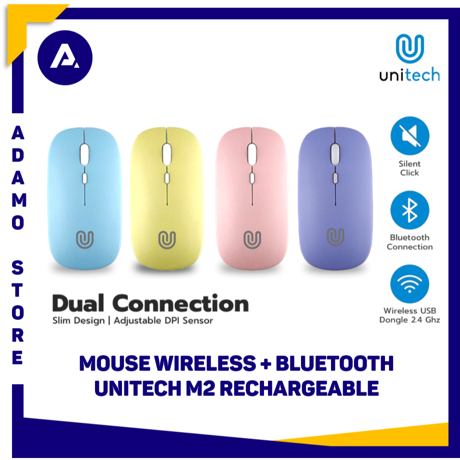 Jual Mouse Wireless + Bluetooth Unitech M2 Ultra Slim Silent Click ...
