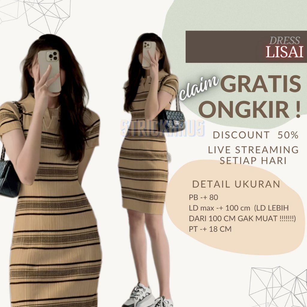 Jual DRESS RAJUT LISAII DRESS SALUR KERAH POLO SHIRT -#STRICKHAUS | Shopee Indonesia
