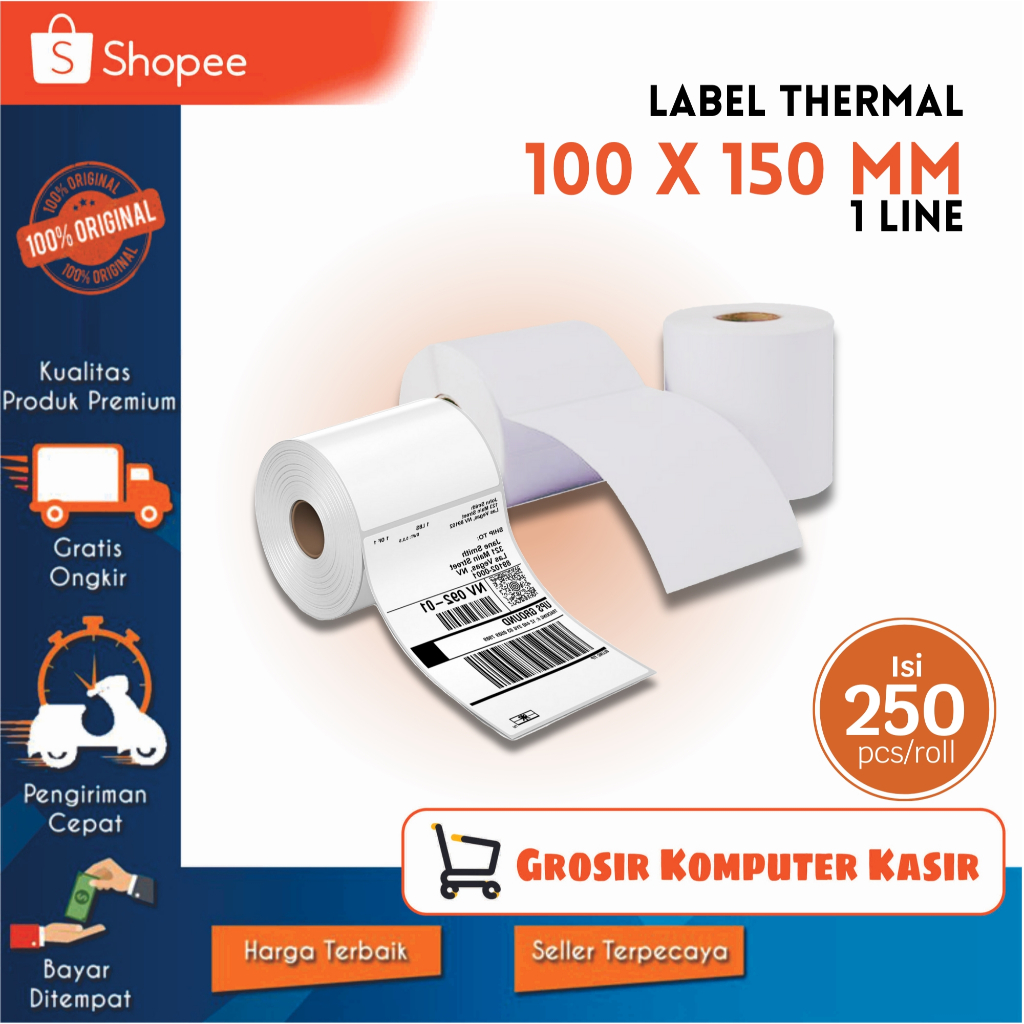 Jual LABEL - Label Stiker Thermal 100x150mm ( isi 250 pcs ) / Label ...