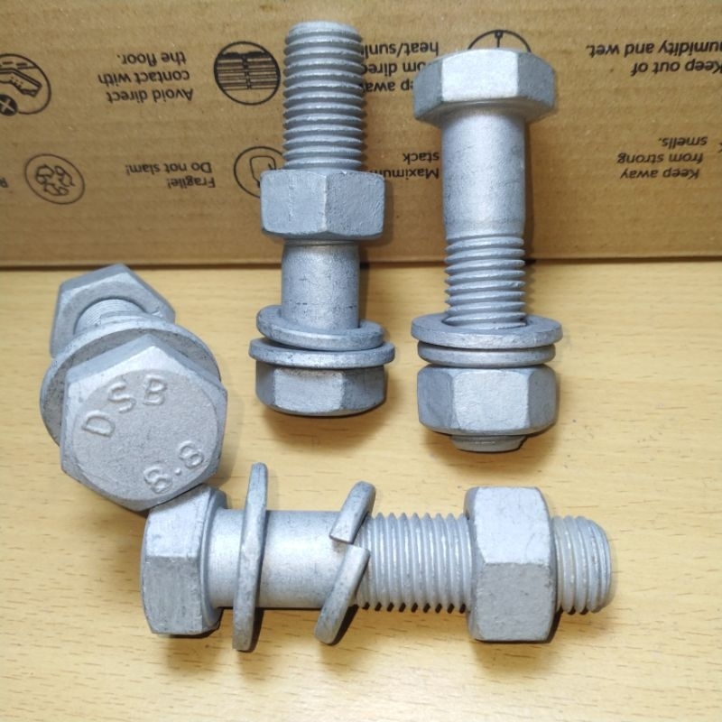 Jual baut mur hdg m16x65mm half drat grade 8.8 galvanis hotdeep baut tower | Shopee Indonesia