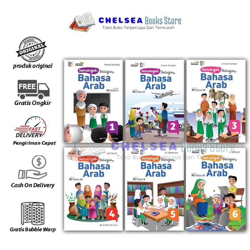 Jual SEMANGAT BELAJAR BAHASA ARAB MI KELAS 1 - 6 KURIKULUM MERDEKA - ERLANGGA | Shopee Indonesia