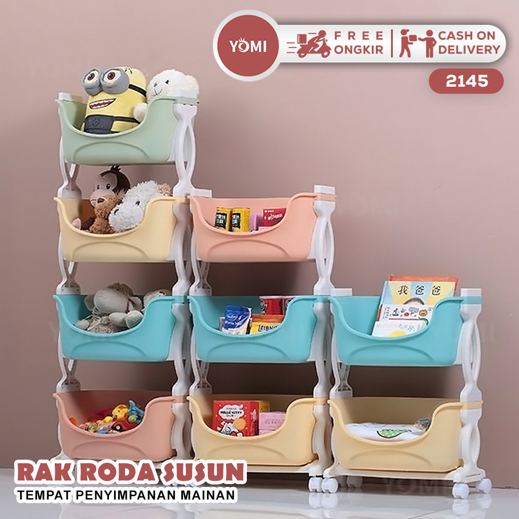Jual YOMI - Rak Anak Murah Tempat Penyimpanan Mainan /Rak Roda Susun ...
