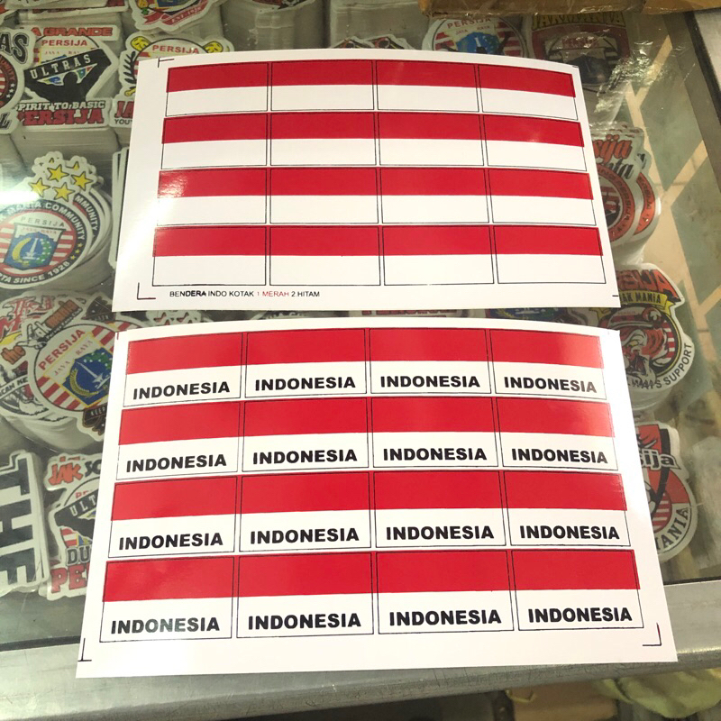 Jual stiker bendera indonesia isi 16 13cm x 21 cm harga per lembar ...