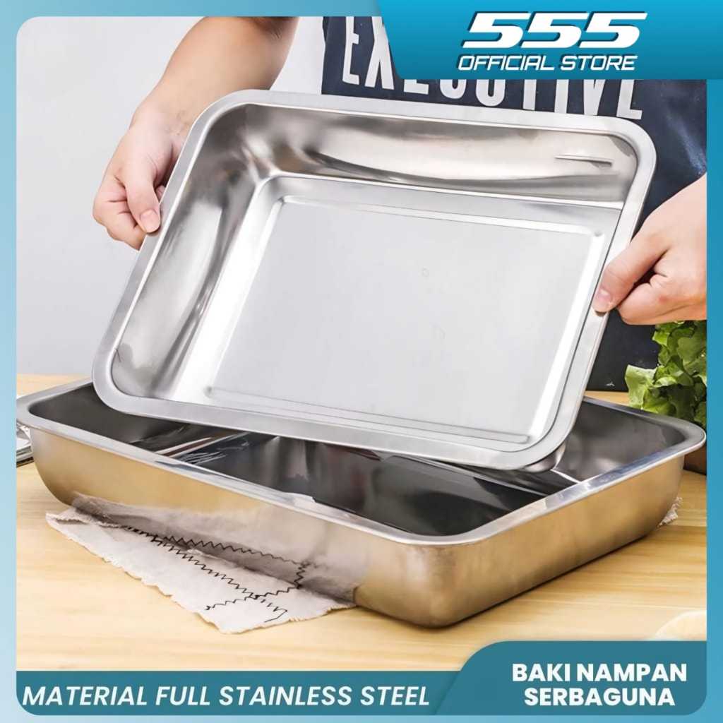 Jual Nampan Stainless Steel 4 Ukuran / Nampan Segi Baking Tray Waadah ...