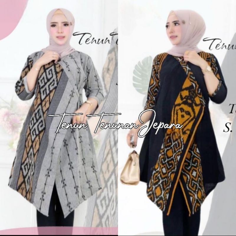 Jual TUNIK TENUN LAHLARIS - ORIGINAL TENUN TROSO ATASAN WANITA TUNIK KONDANGAN | Shopee Indonesia