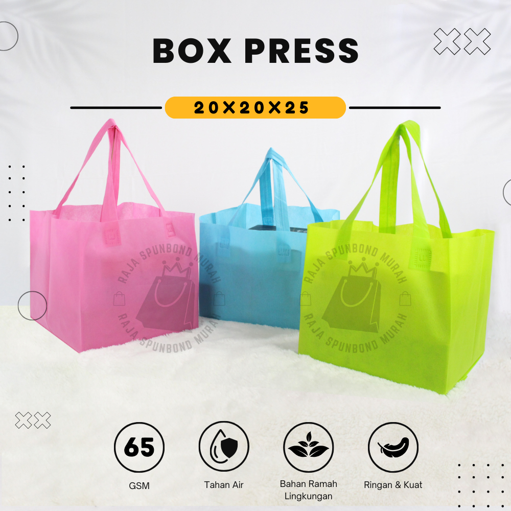 Jual Tas Box Spunbond Goodie Bag Standing Handle Press Kuat Ukuran ...