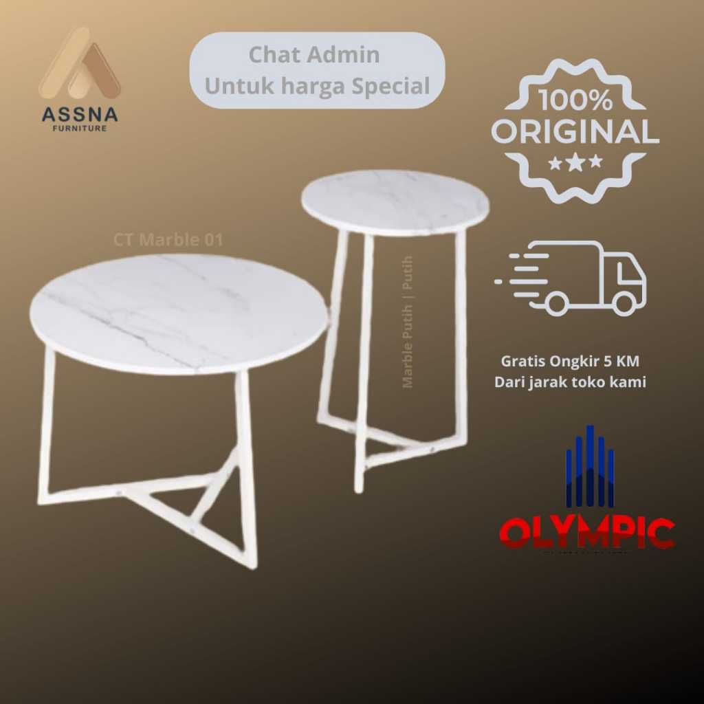 Jual Meja Bulat Meja Kopi Coffe Table Minimalis CT Marble 02 Marble ...