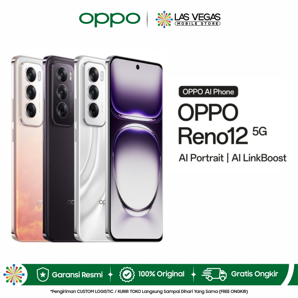 Jual OPPO Reno12 5G 12GB/256GB NFC Ai Portrait | Ai LinkBoost - Garansi Resmi | Shopee Indonesia