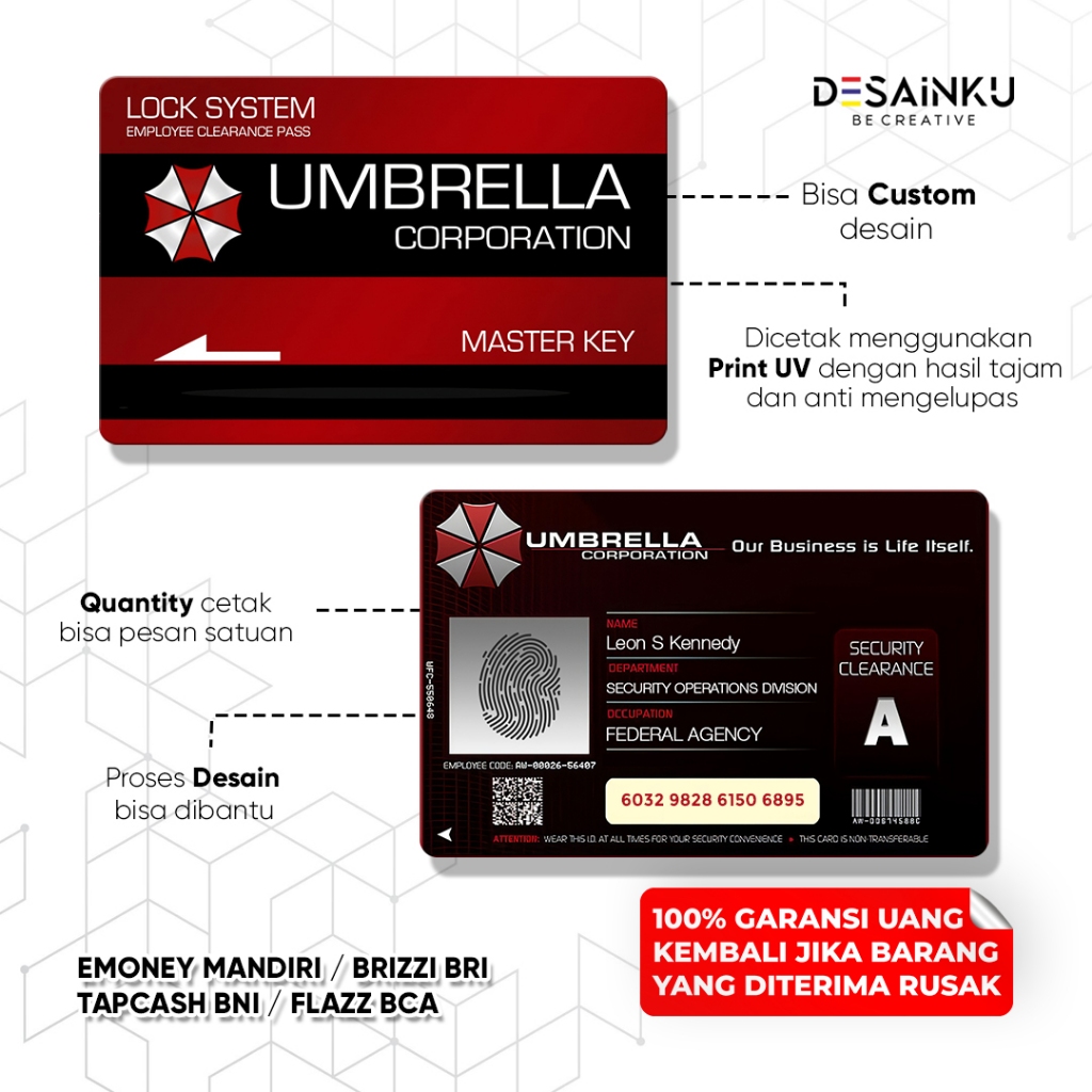 Jual Emoney/Tap Cash/Flazz/Brizzi RESIDENT EVIL / UMBRELLA CARD ...