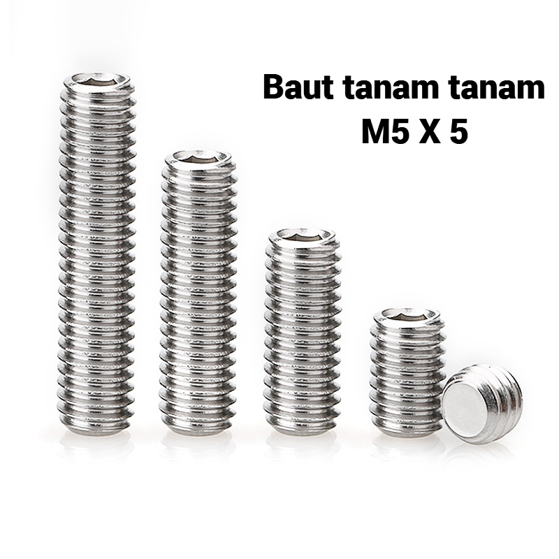 Jual Baut Tanam L M5 x 5 / L-Set Socket M5x5 Stainless | Shopee Indonesia