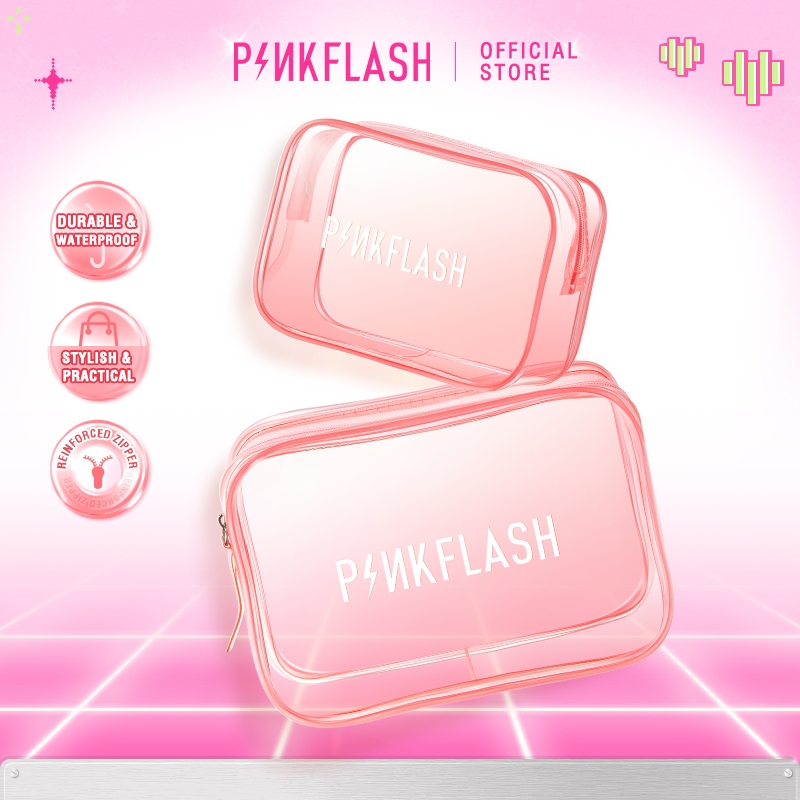 Jual PINKFLASH Cosmetic Bag Wash Bag Transparent Thickened PVC Pressure ...