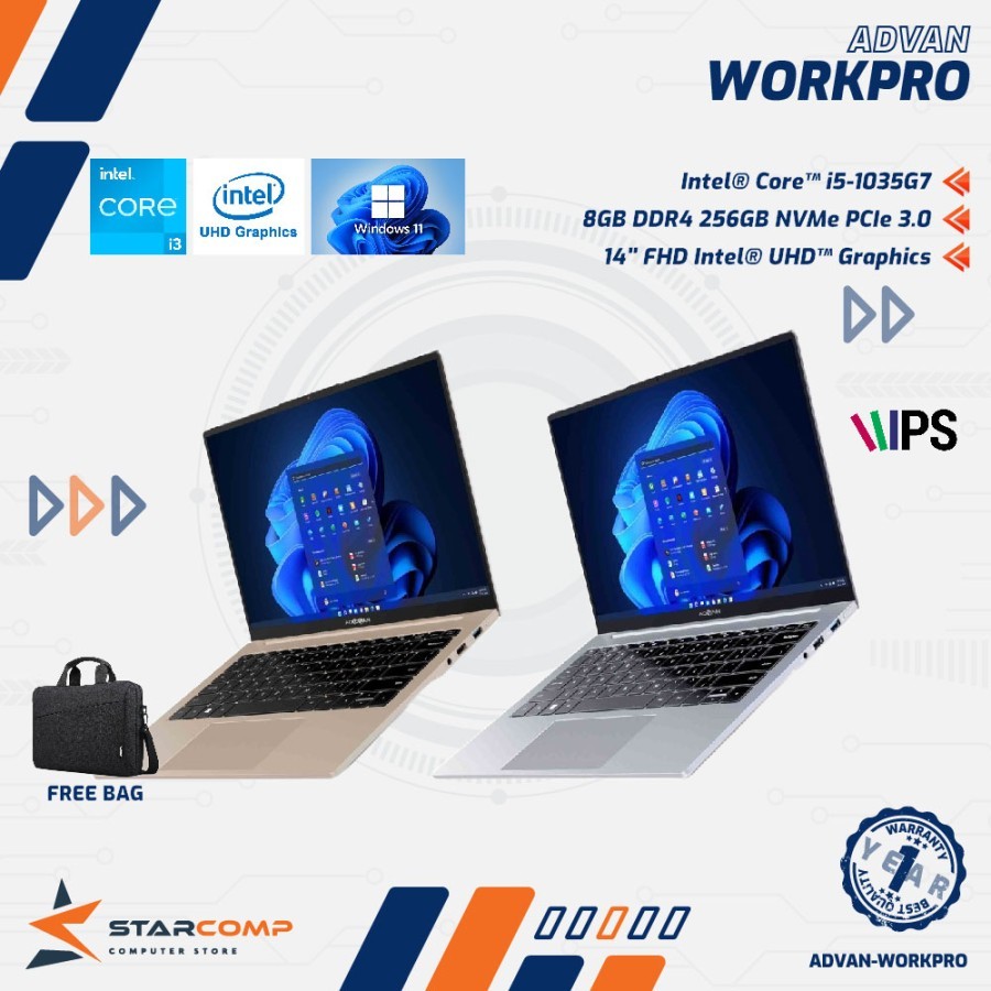 Jual ADVAN Workpro Lite Intel i5-1035G7 8GB 256GB SSD 14'' FHD IPS Win ...