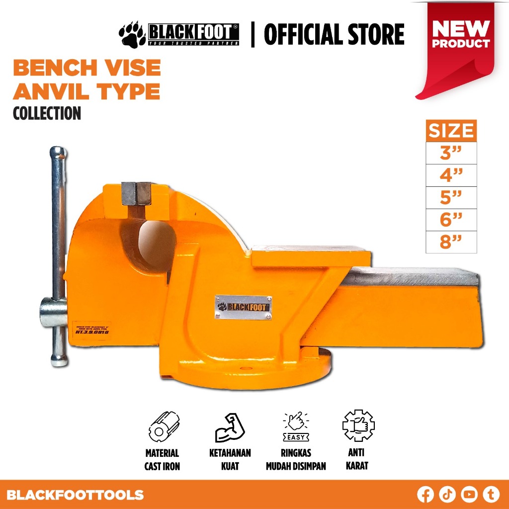 Jual Blackfoot Bench Vise Ragum With Anvil Orange Ukuran 3 Inch - 8 ...