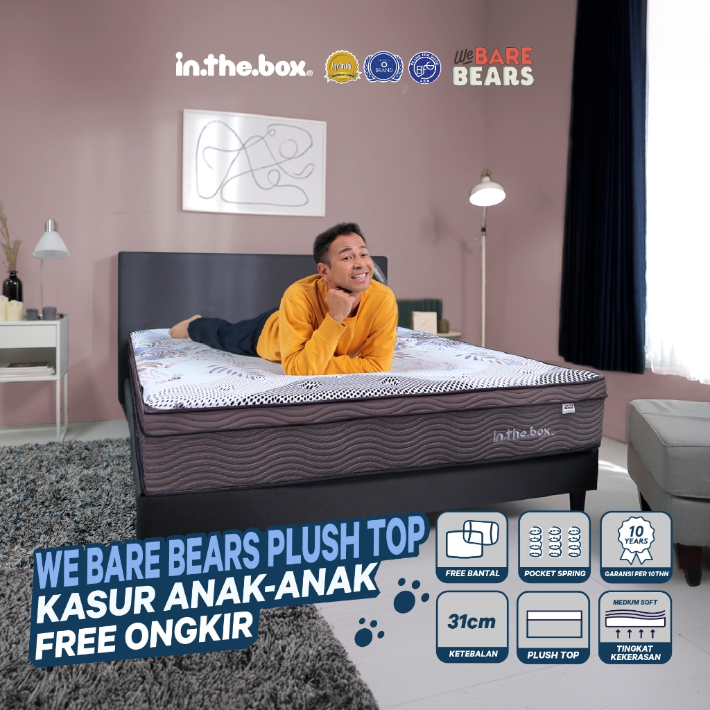 Jual Kasur Anak Springbed INTHEBOX "We Bare Bear" Plush Top - FREE Bantal | Ukuran 90x200 ...