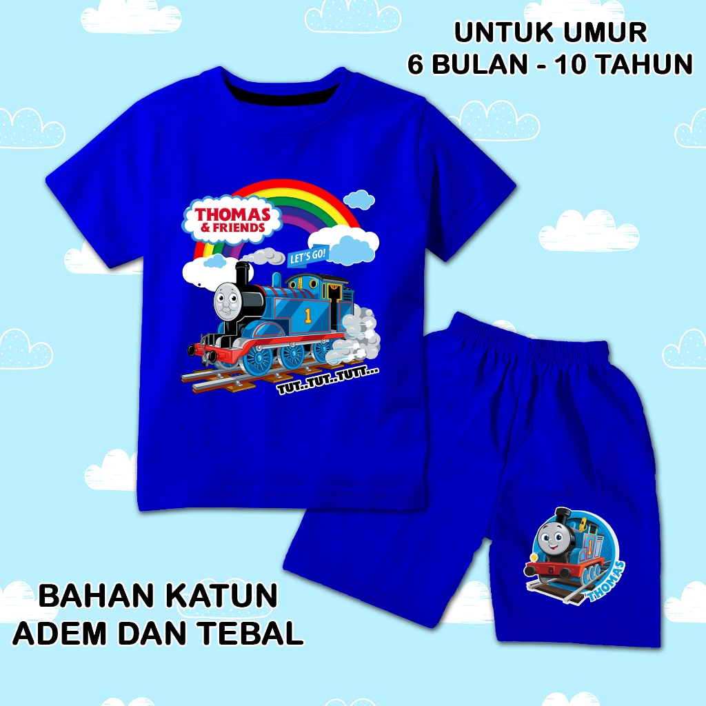 Jual Setelan lengan pendek anak laki laki perempuan set baju kaos pendek anak cowok motif kereta ...