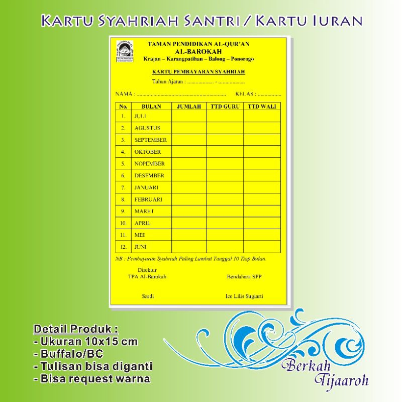 Jual KARTU SYAHRIAH SANTRI/IURAN SEKOLAH/IURAN BULANAN/IURAN KAS BUAT ... Jual KARTU SYAHRIAH SANTRI/IURAN SEKOLAH/IURAN BULANAN/IURAN KAS BUAT ...