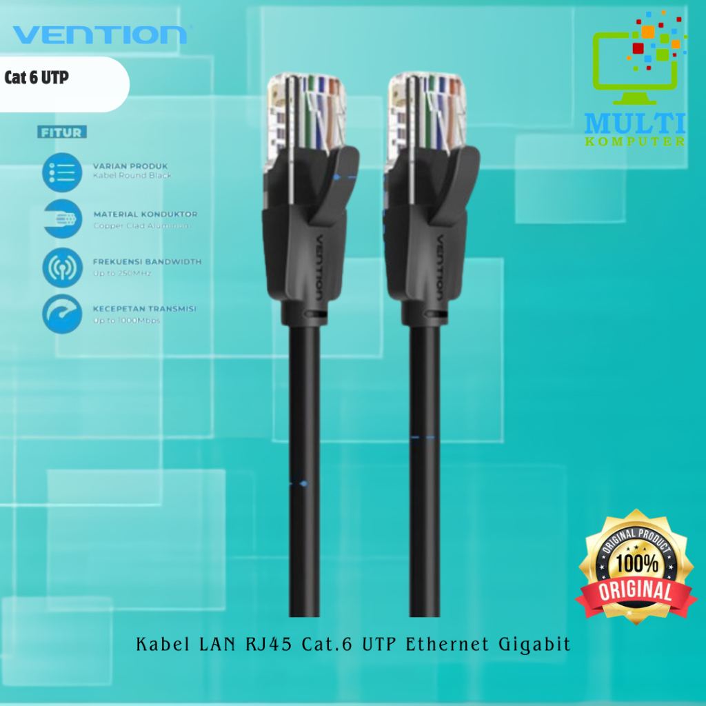 Jual Vention Kabel LAN RJ45 Cat.6 UTP Ethernet Gigabit - IBE Round 15 M ...
