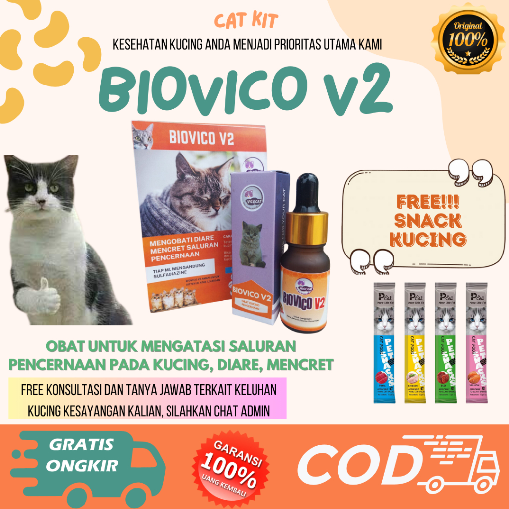 Jual BIOVICO V2 Obat Diare Kucing Ampuh Redakan Gejala Cepat, Aman ...