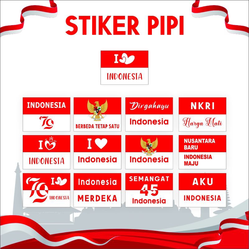 Jual MURAH STICKER PIPI MERAH PUTIH ISI 50 PCS / STICKER BENDERA PIPI ...