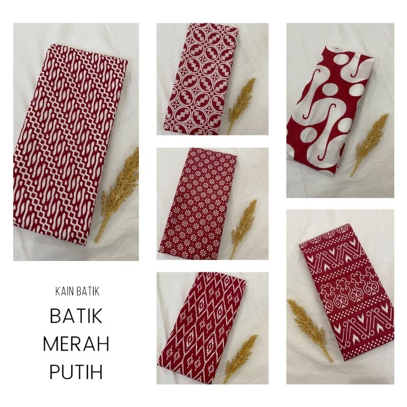 Jual Kain batik merah putih kain katun halus batik pekalongan kain ...