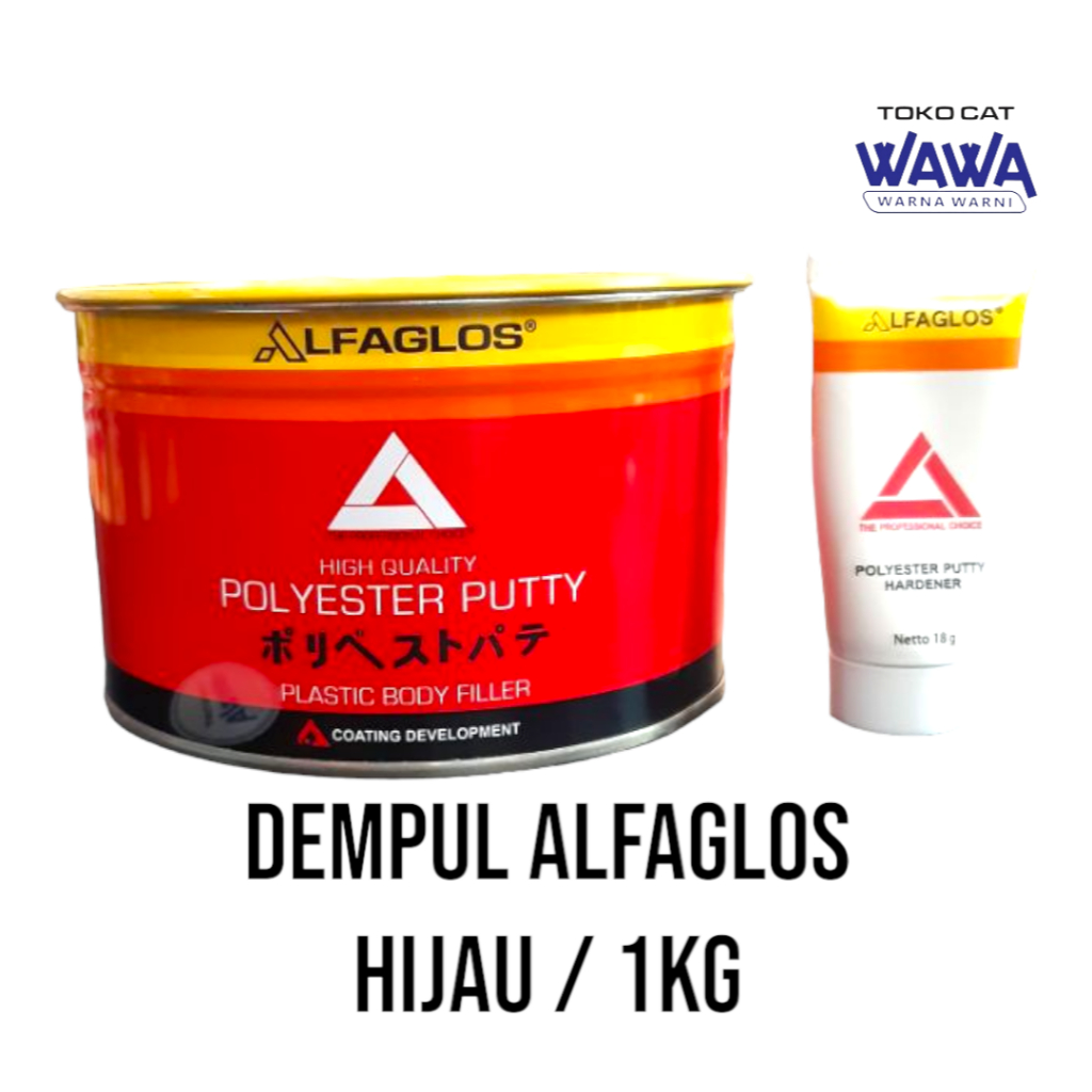 Jual dempul alfaglos polyester putty warna hijau plastic body filler ...