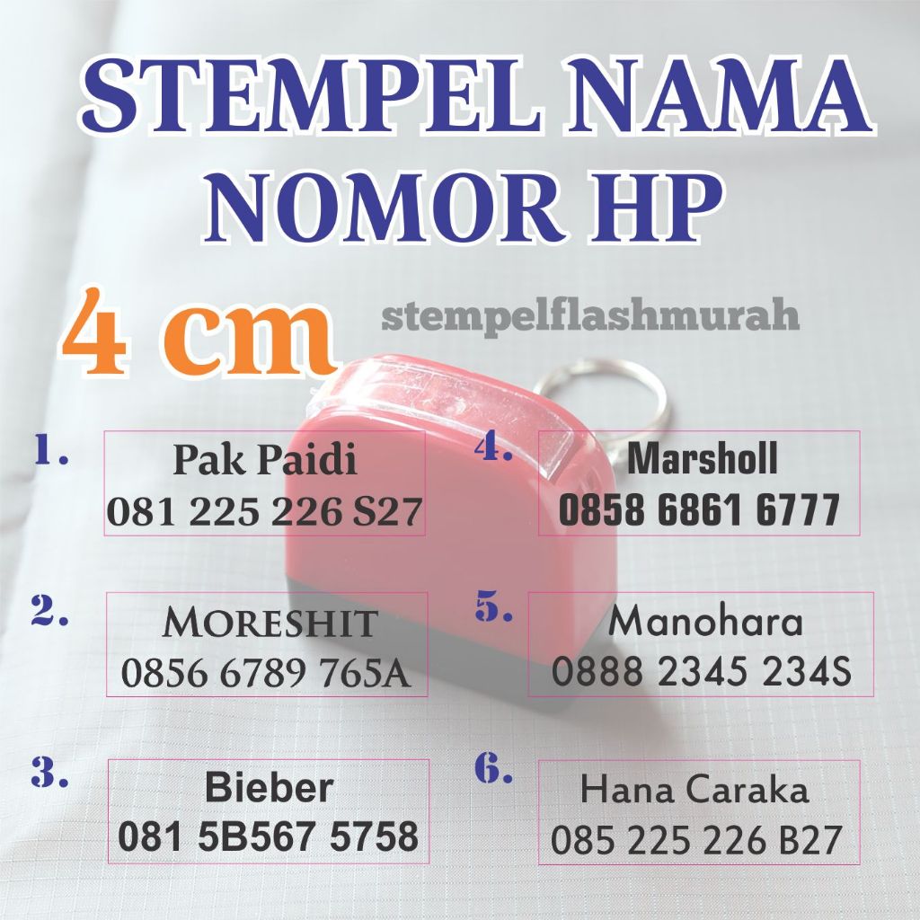 Jual stempel nama nomor 4cm hp sales wa marketing hape brosur toko ...