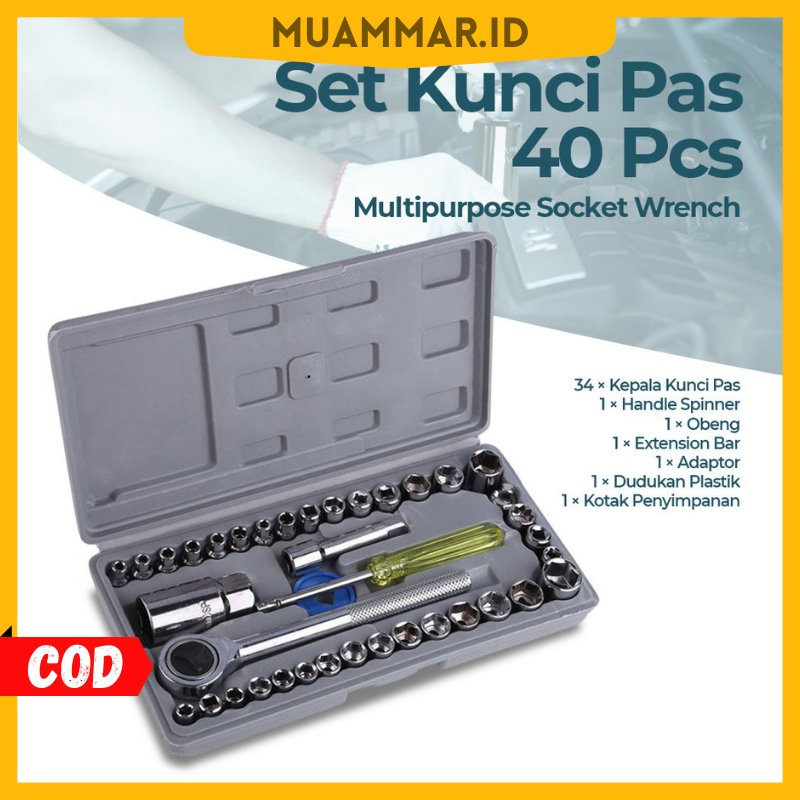 Jual Muammar.Id KUNCI SOCK SOKET SET 40 IN 1 KUNCI SOKET PAS - KUNCI ...