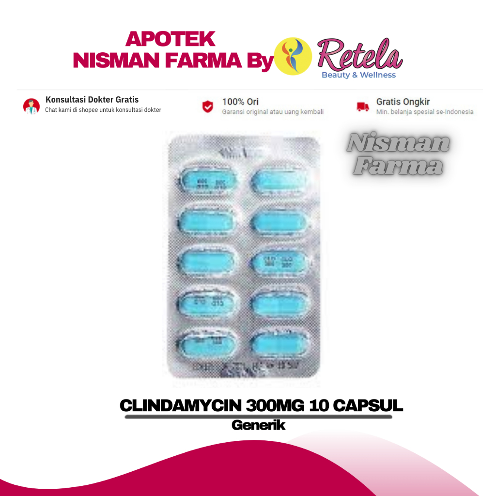 Jual CLINDAMYCIN 300MG 1 BLISTER ISI 10 CAPSUL | Shopee Indonesia