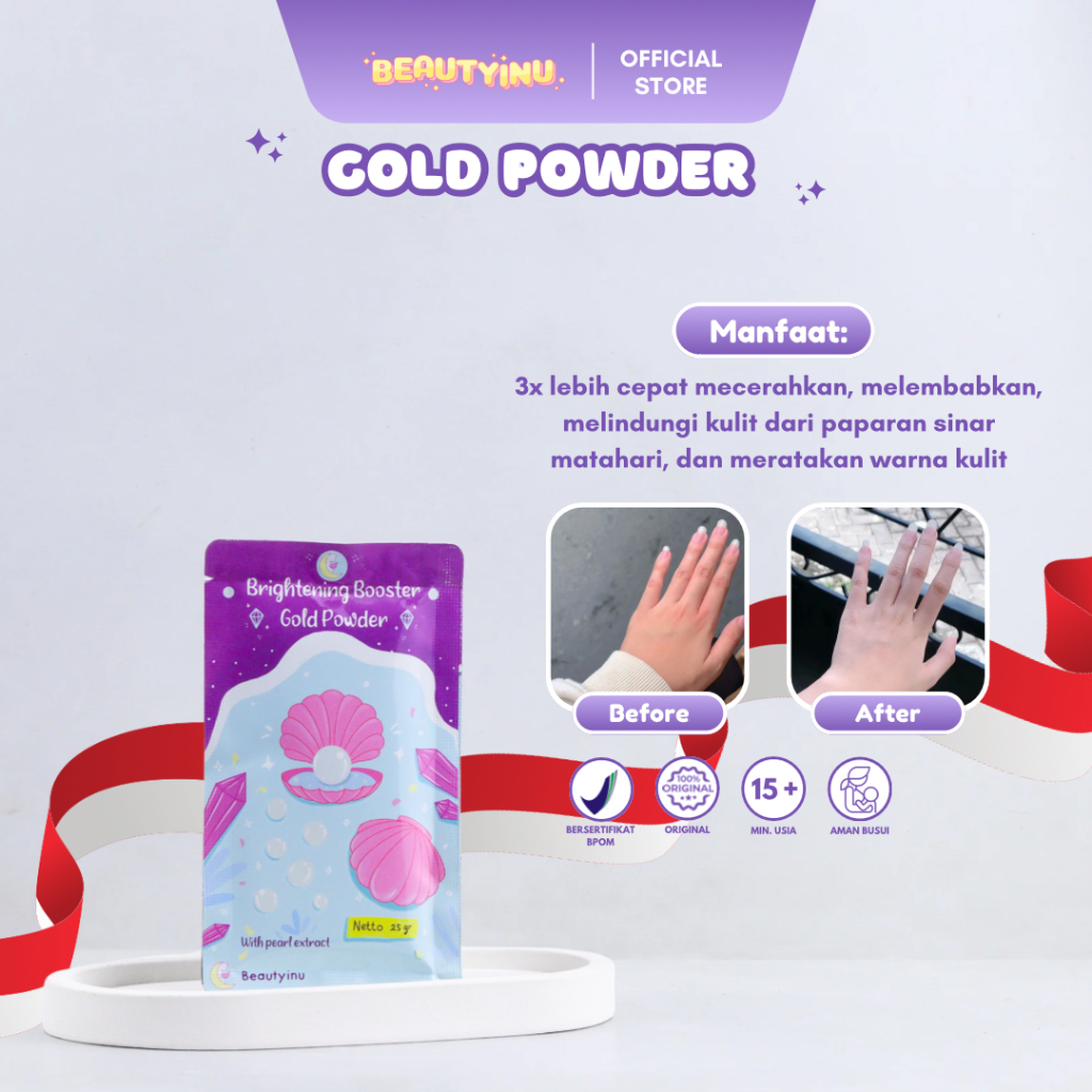 Jual Beautyinu Brightening Booster Gold Powder Serbuk Pemutih Badan ...