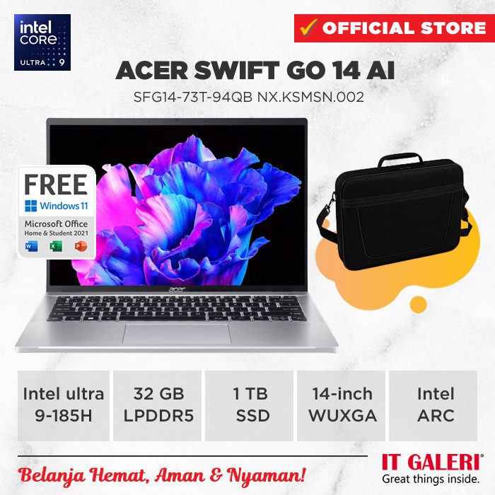 Jual Acer Swift Go 14 AI SFG14-73T-94QB NX.KSMSN.002 /Ultra 9 185H/32GB ...