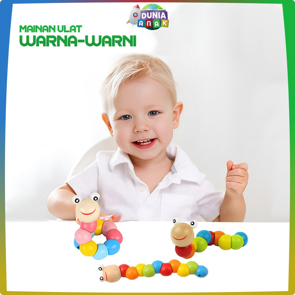 Jual Mini Worm Colorful Wooden Toys Mainan Edukasi Anak Ulat Kayu ...